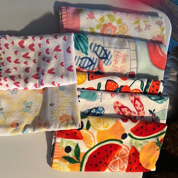 Kitchen | Red And Pink Kitchen Linens With Heart And Fruit Patterns ...